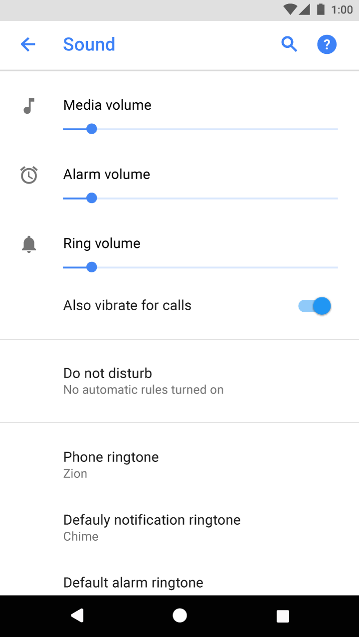 Settings Patterns Material Design